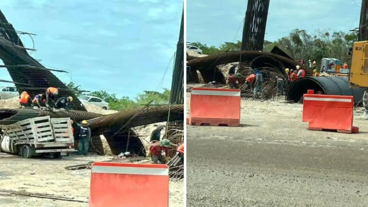 Difunden video del colapso de estructura del Tren Maya en Quintana Roo ...