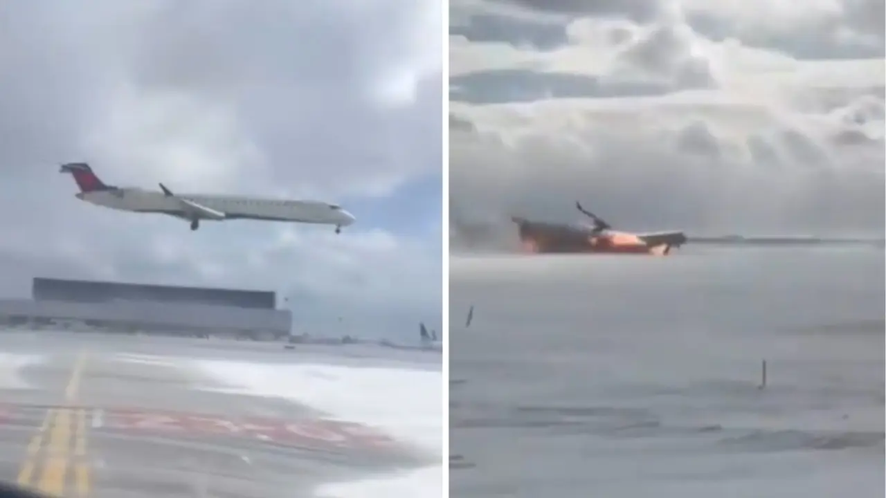 Revelan nuevo video del avión de Delta Airlines que se volteó - Quinto ...